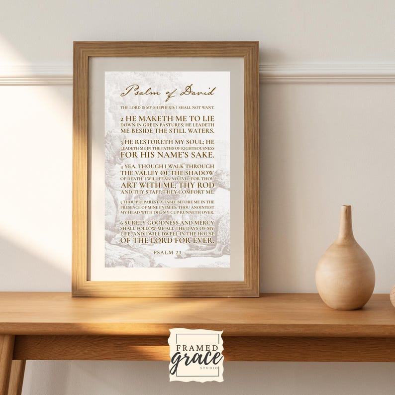 Psalm 23 Scripture Wall Art, the Lord is My Shepherd Christian Wall Art ...
