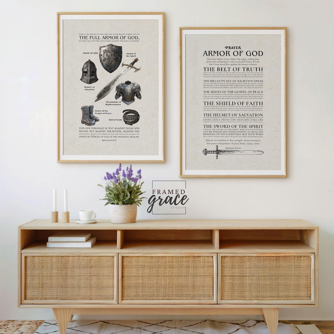 The Full Armor of God Set of 2 Christian Poster, Printable Wall Art ...