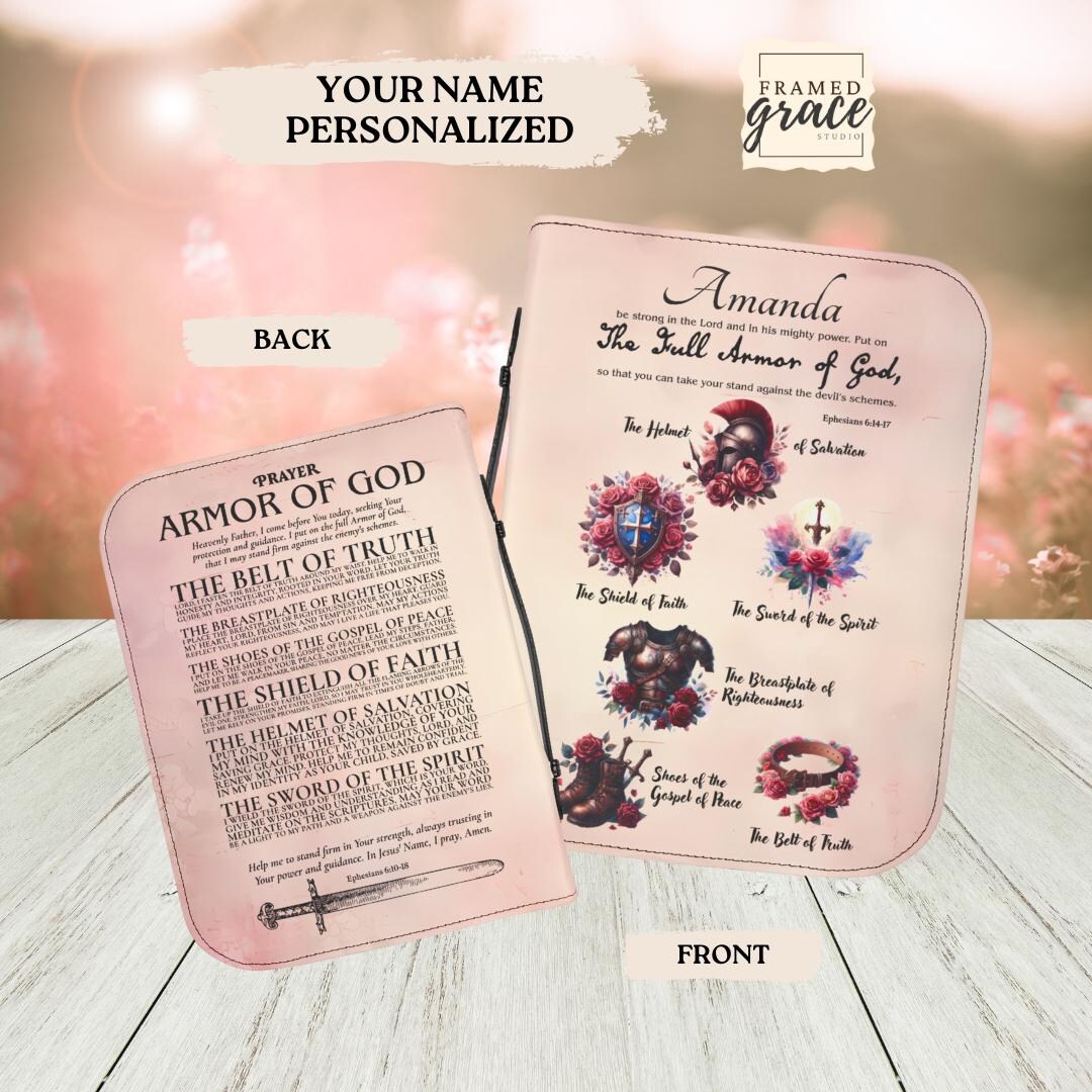 Personalized Full Armor of God Bible Cover for Women, Custom Christian ...