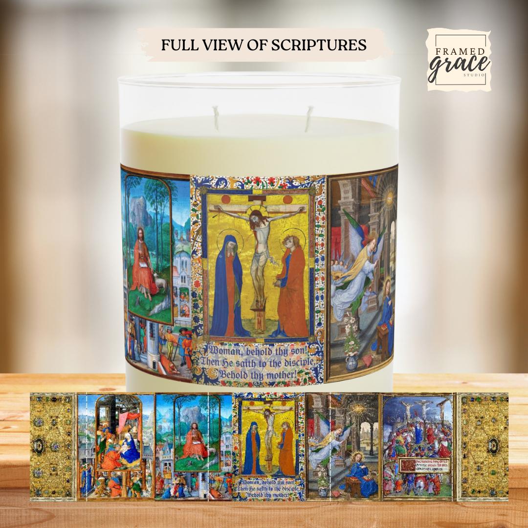 Medieval Jesus Candle With Illuminated Art, Passion of Christ Scenes ...