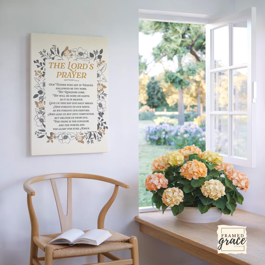 The Lords Prayer (KJV), Christian Scripture Canvas Wall Art, Matthew 6: ...