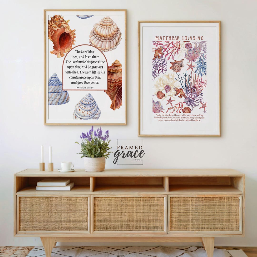 Seashell Vintage Printable, Beach House Gallery Wall Set of 2, Numbers ...