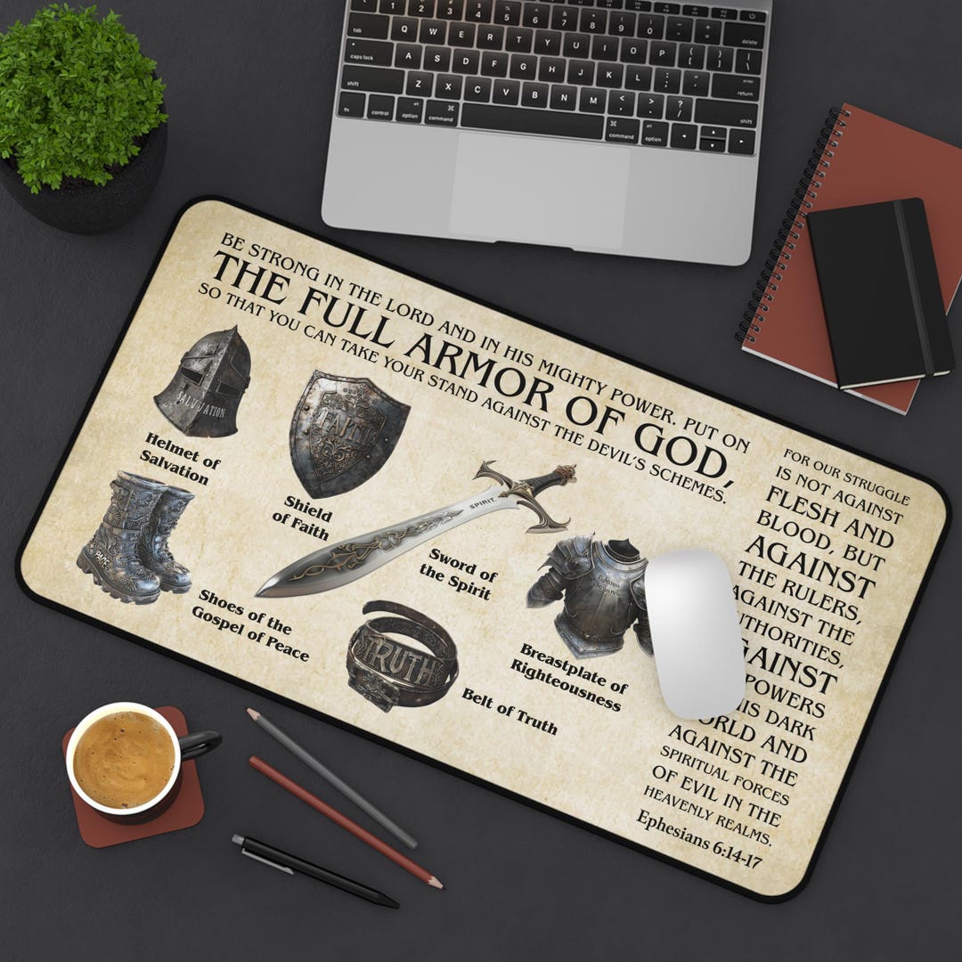 Armor of God Christian Desk Mat, Ephesians 6 Scripture Office Decor ...