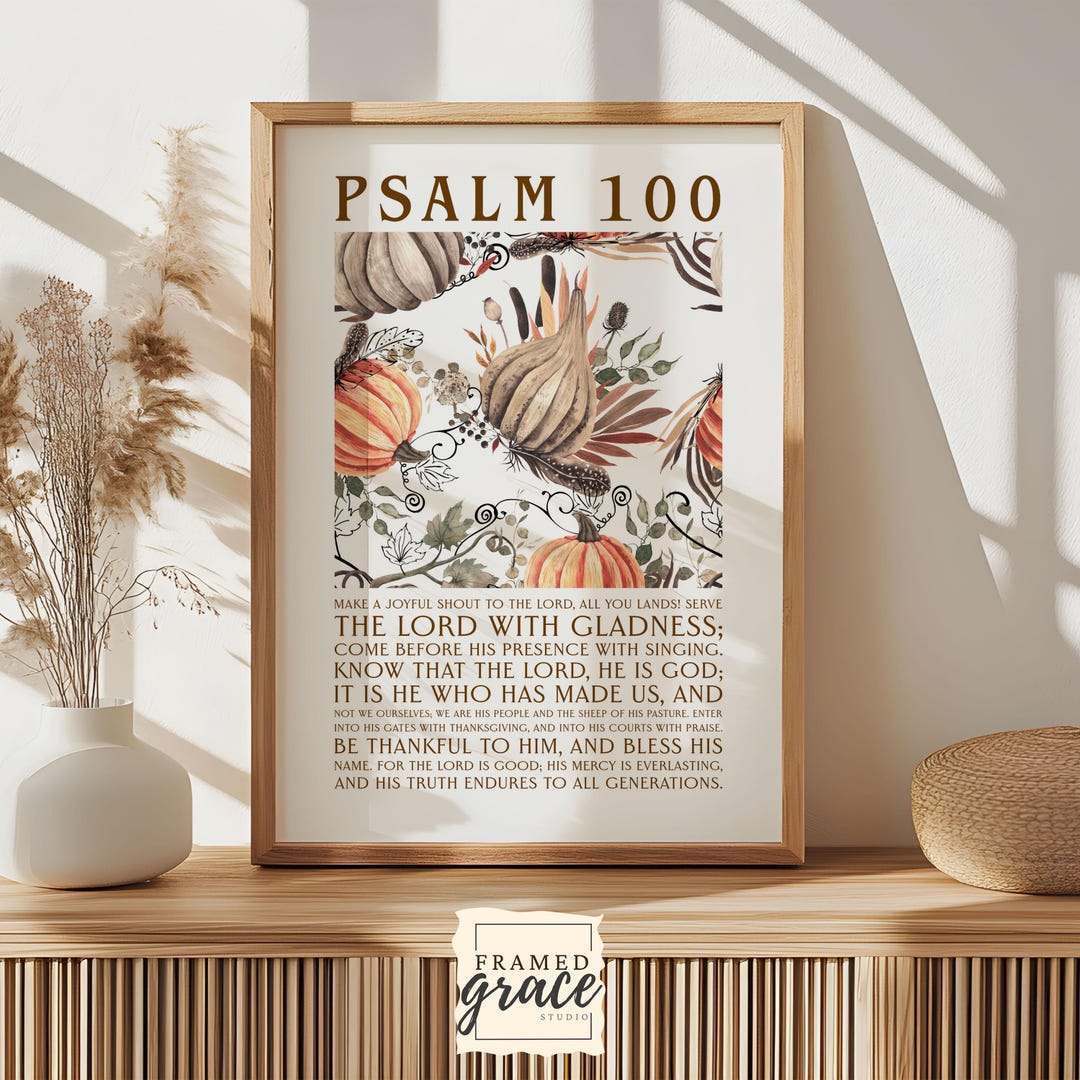 Psalm 100 Christian Poster, Vintage Autumn Fall Christian Wall Art ...