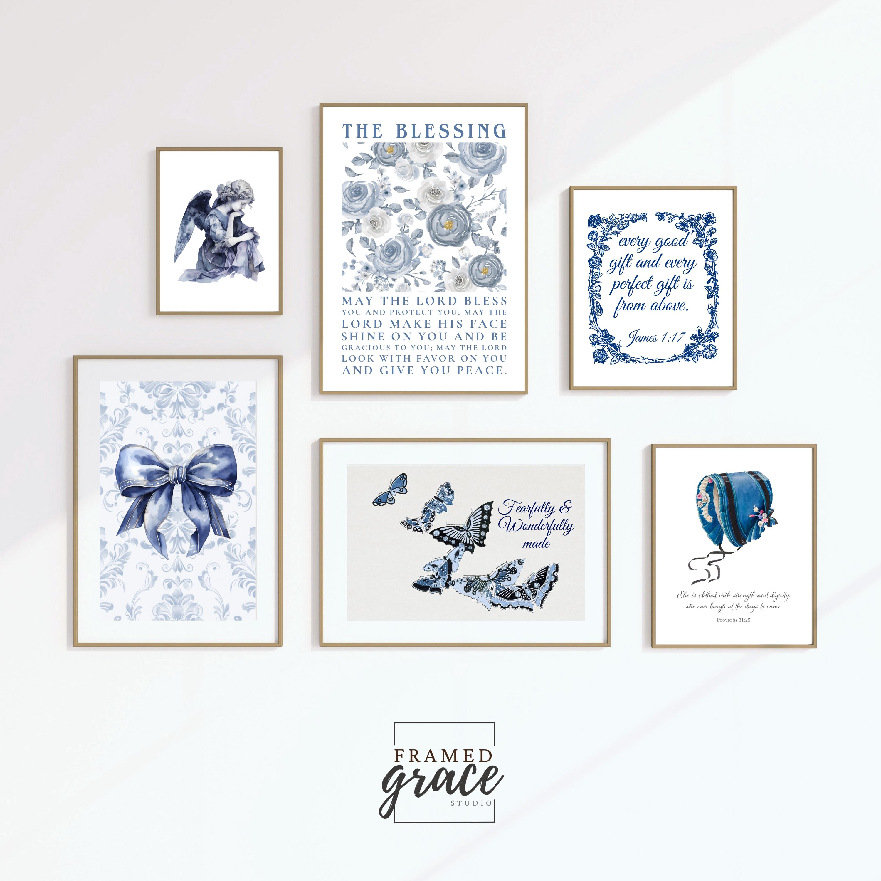 Vintage Blue Blessings Printable Wall Art, Gallery Wall Set of 6 ...