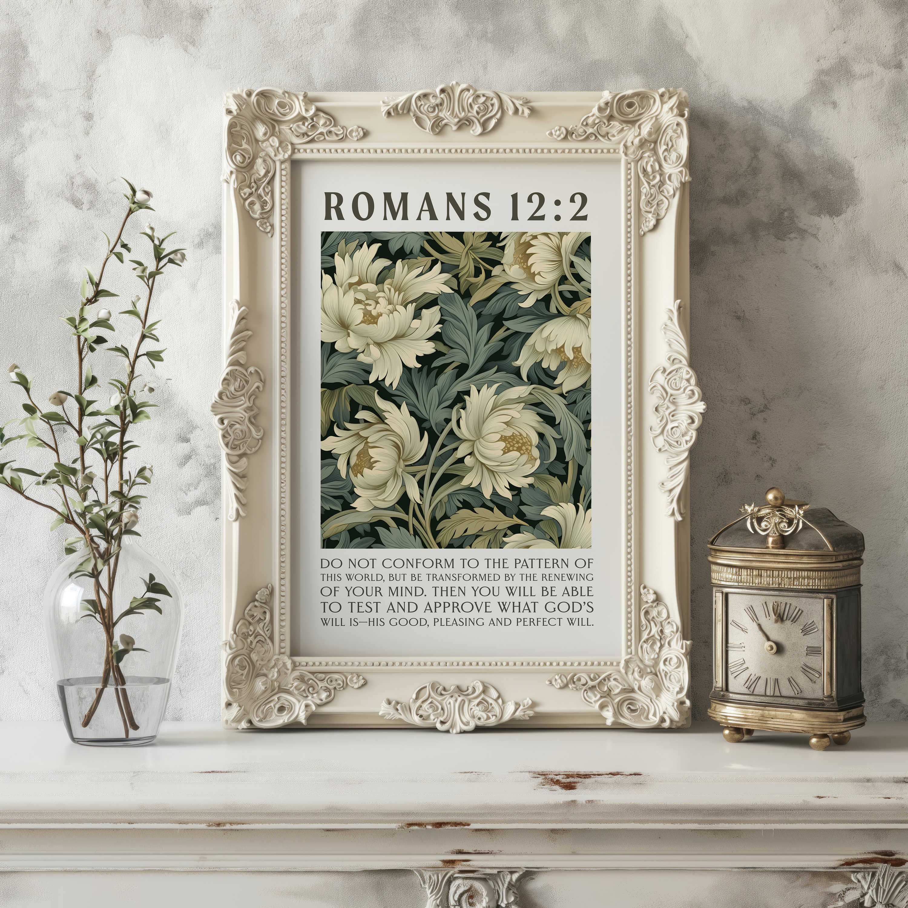 Romans 12:2 Be Transformed Bible Verse Print, Vintage Christian Poster ...