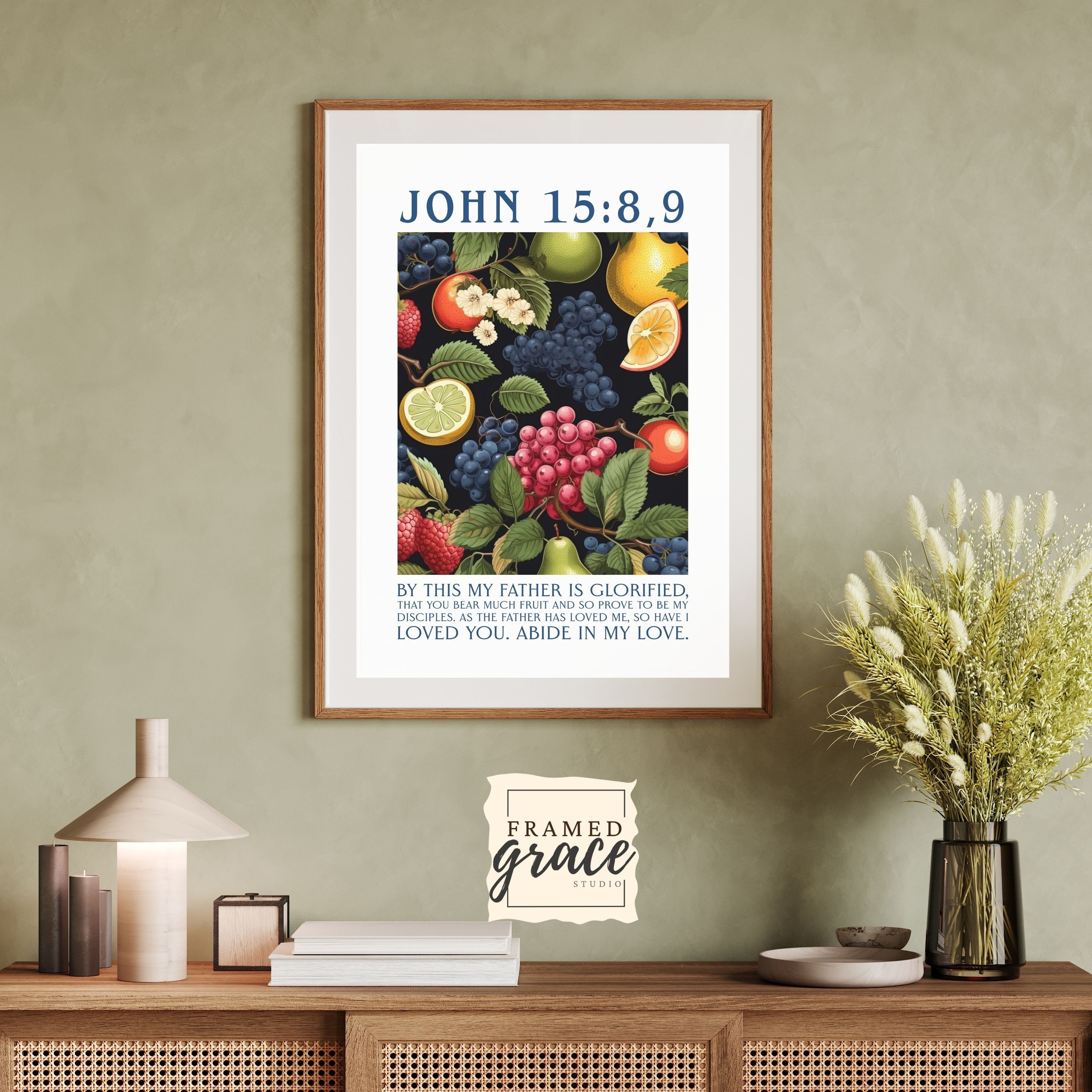 Vintage Fruit JOHN 15 Christian Poster, Printable Wall Art, Digital ...