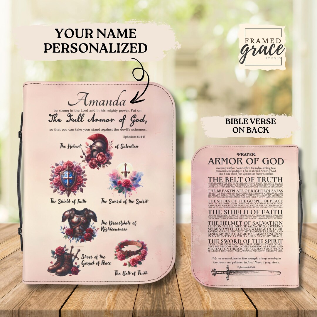 Personalized Full Armor of God Bible Cover for Women, Custom Christian ...