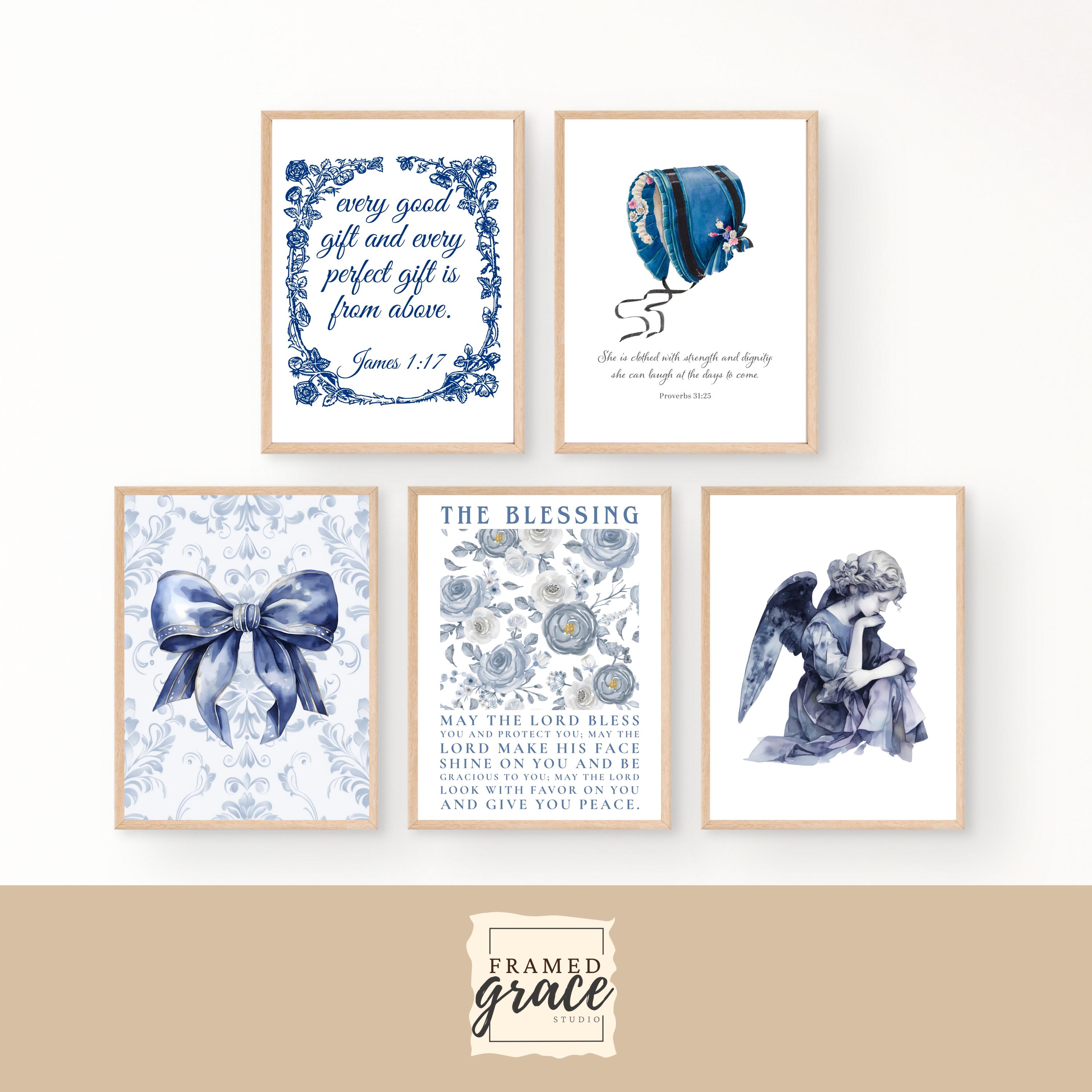 Vintage Blue Blessings Printable Wall Art, Gallery Wall Set of 6 ...