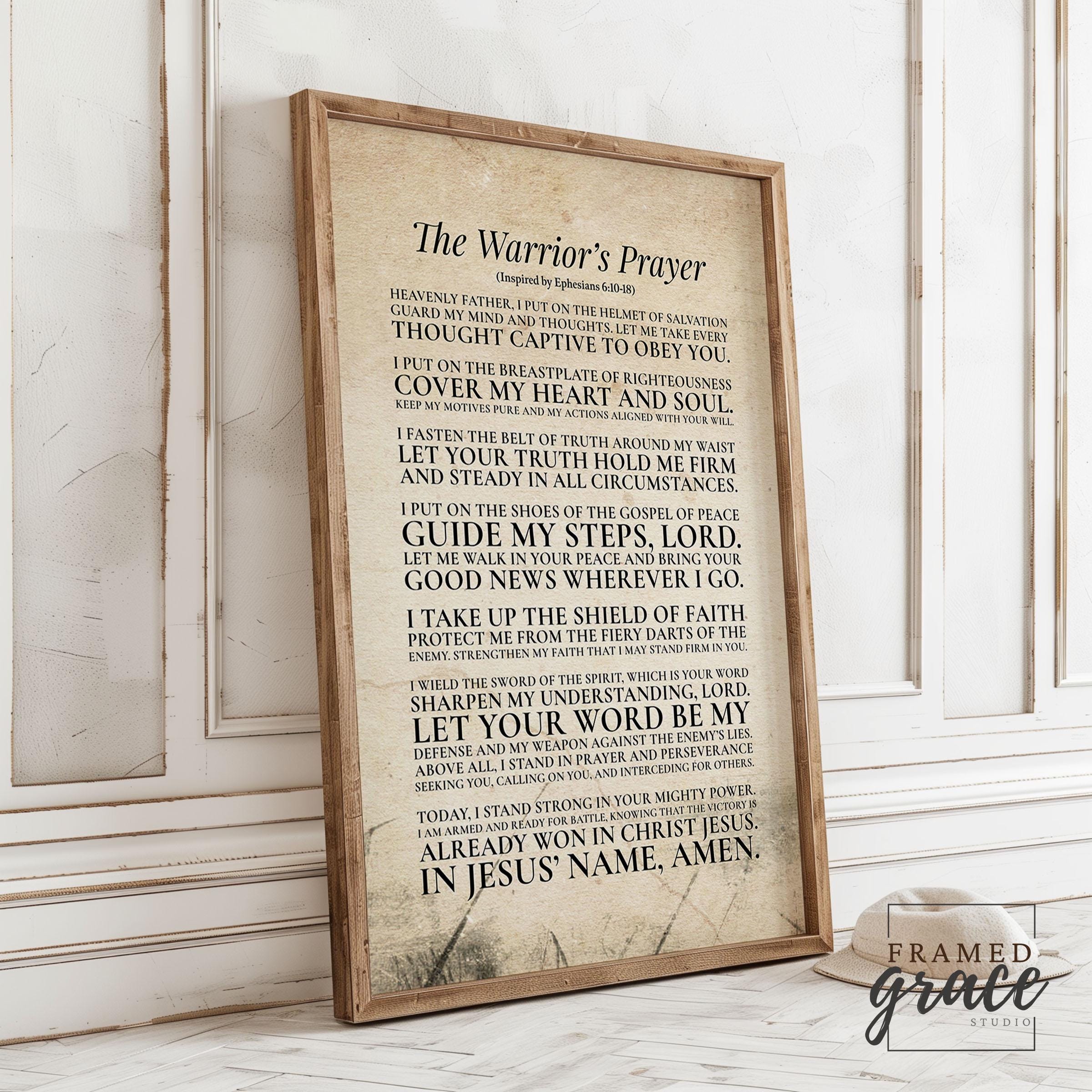The Warriors Prayer, Full Armor of God Christian Poster, Printable Wall Art, Digital Print ...