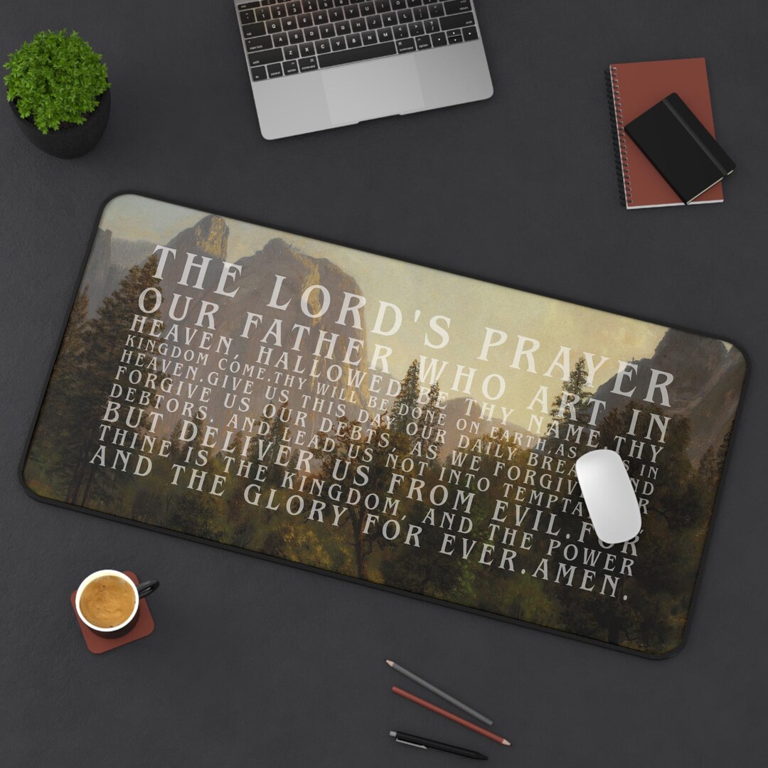 The Lords Prayer Christian Desk Mat With Mountain, Office Decor, Prayer ...