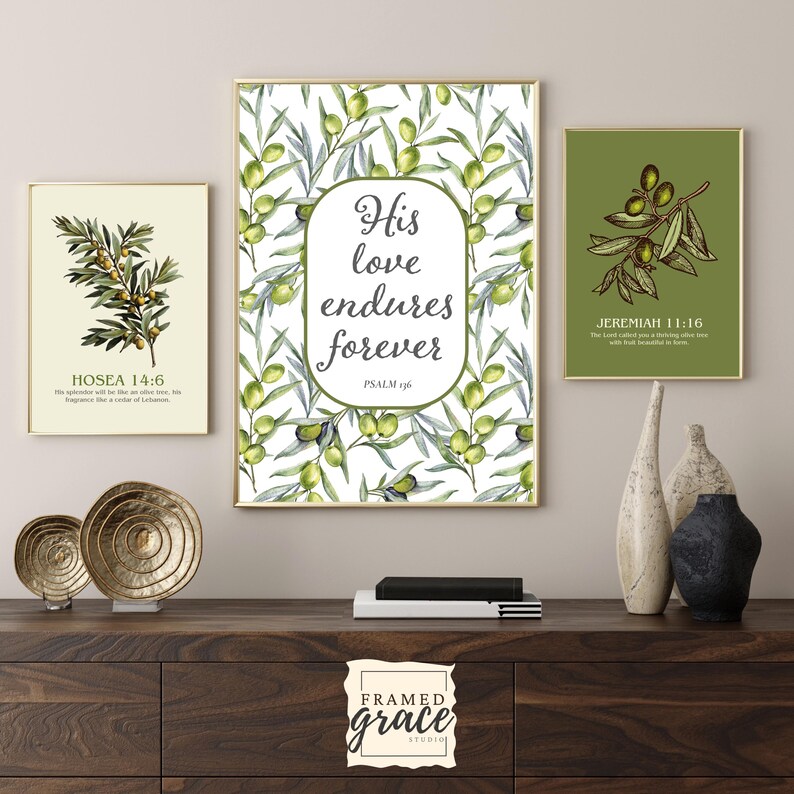 Olive Branch Christian Wall Art Trio: Psalm 136 Scripture Print ...