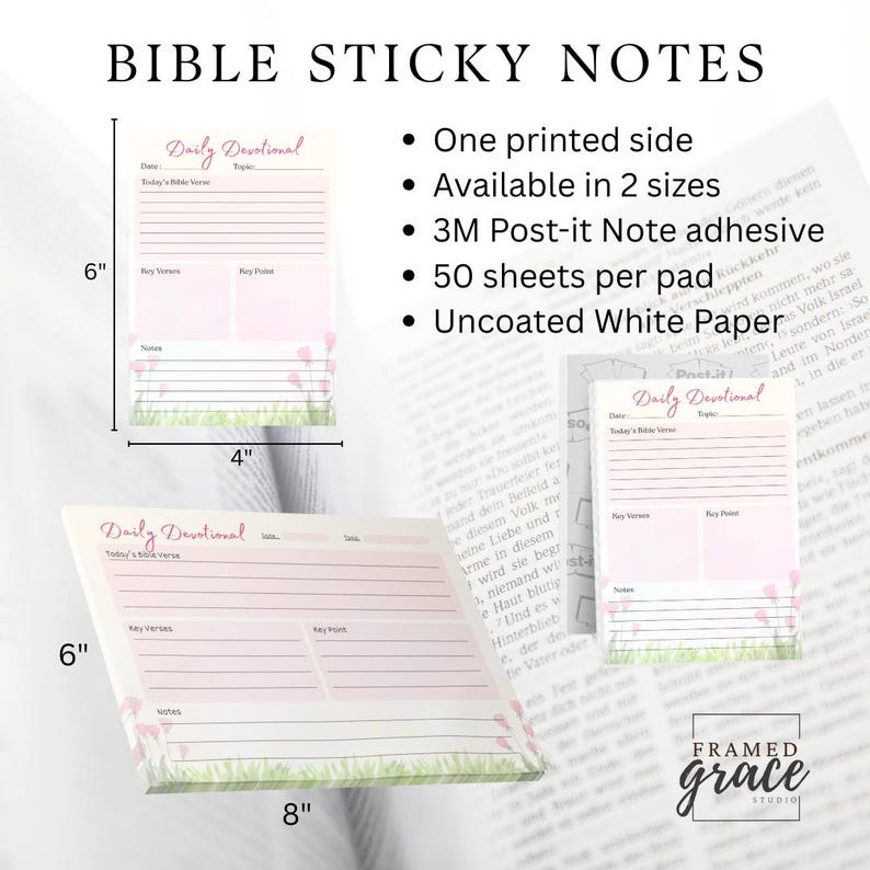 Daily Devotional Sticky Notes | Bible Study Notepad | Scripture ...