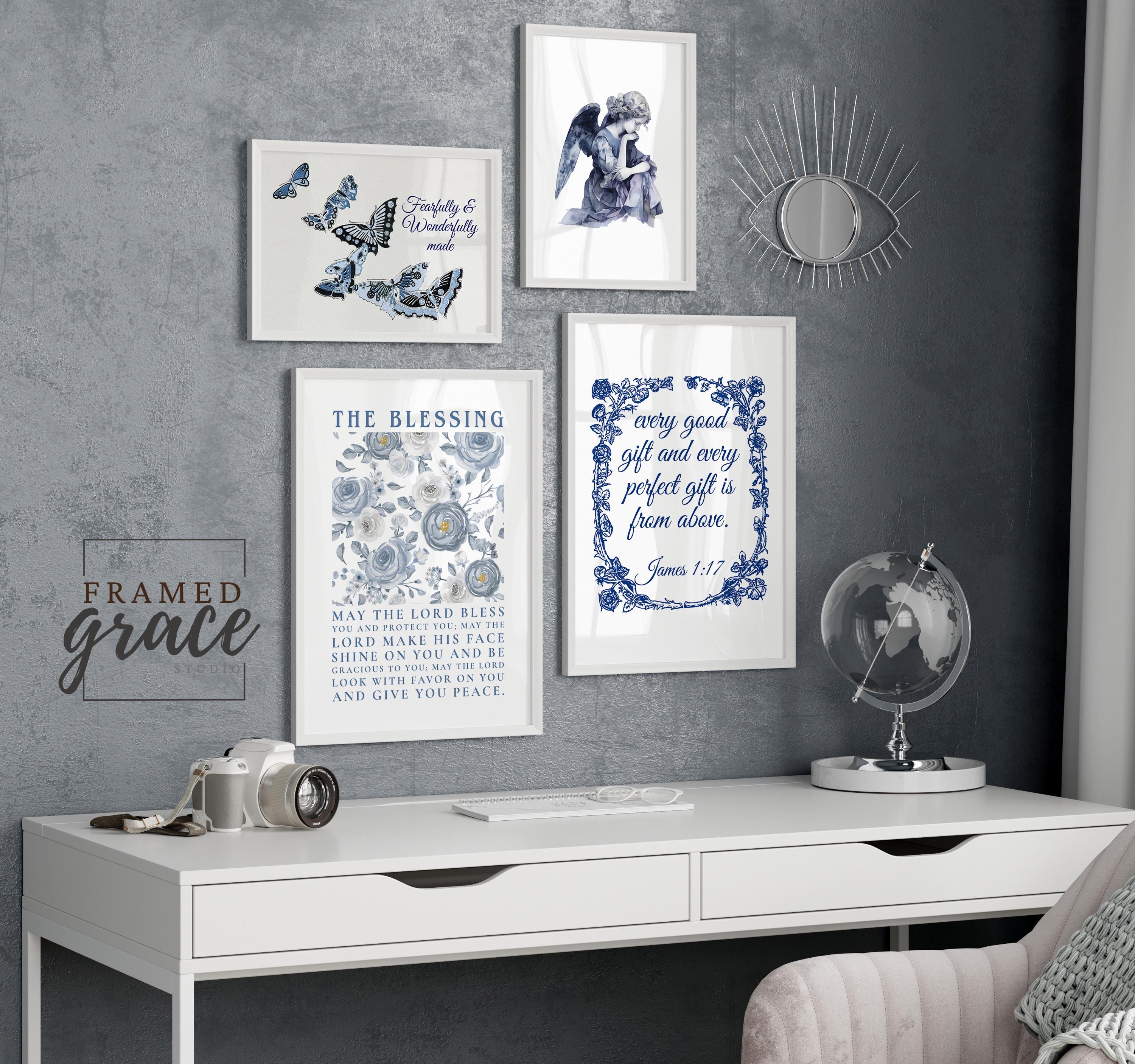 Vintage Blue Blessings Printable Wall Art, Gallery Wall Set of 6 ...