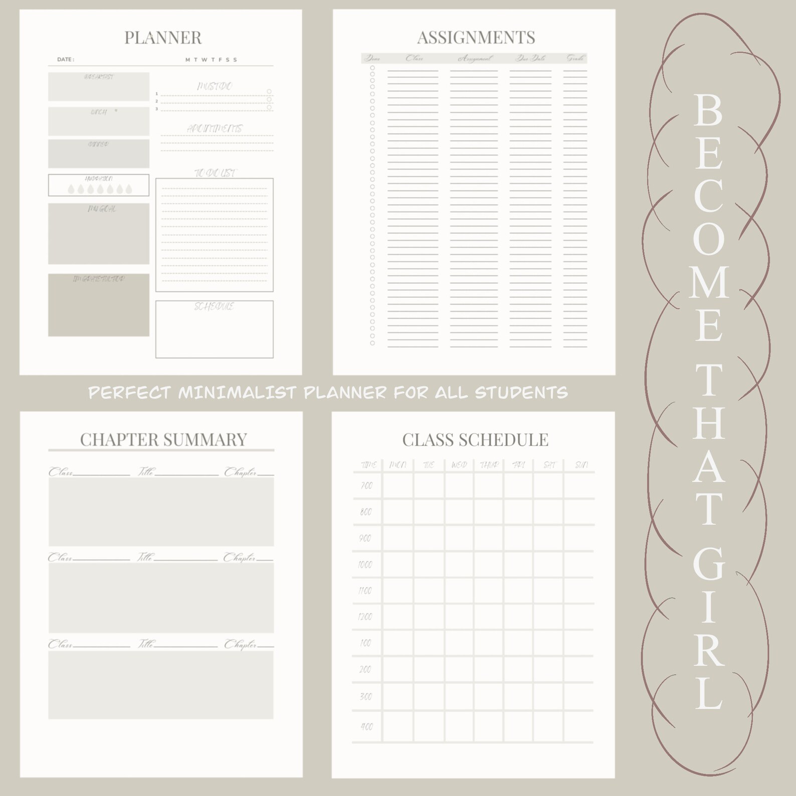 Printable Student Planner-minimalist Planner-daily Planner-student ...