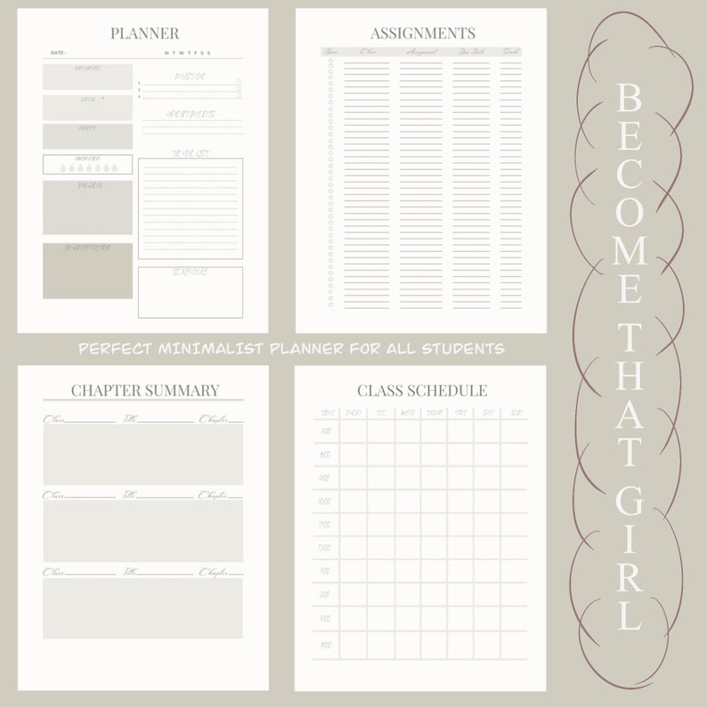 Printable Student Planner-minimalist Planner-daily Planner-student ...