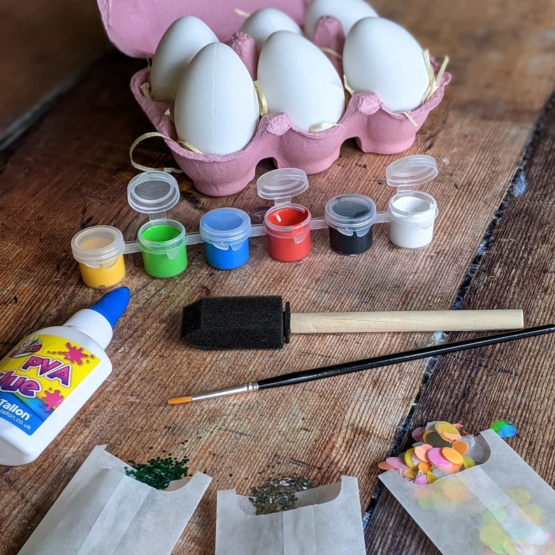 Paint & Glitter Easter Egg Craft Kit, Easter Crafts, 6 Egg Colouring ...