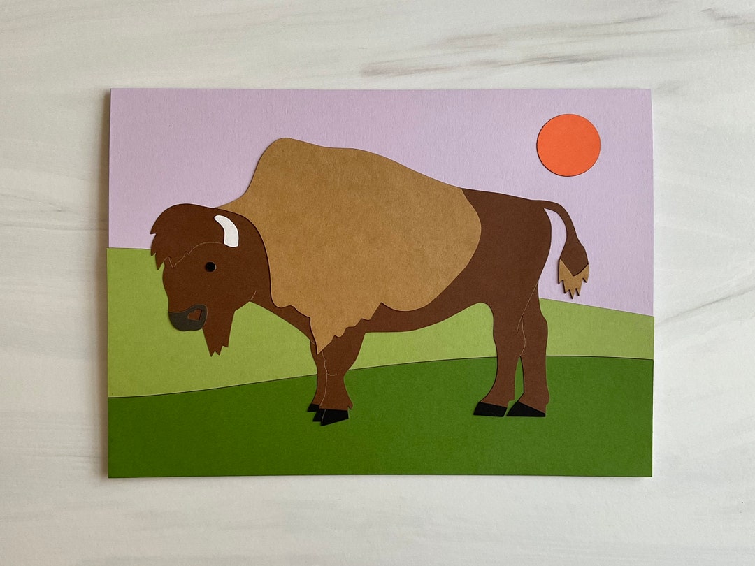 Bison Layered Paper Card - Etsy