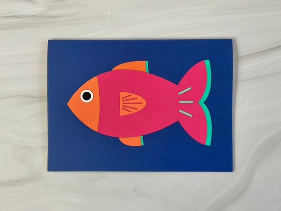 Pink Tropical Fish Card | Etsy