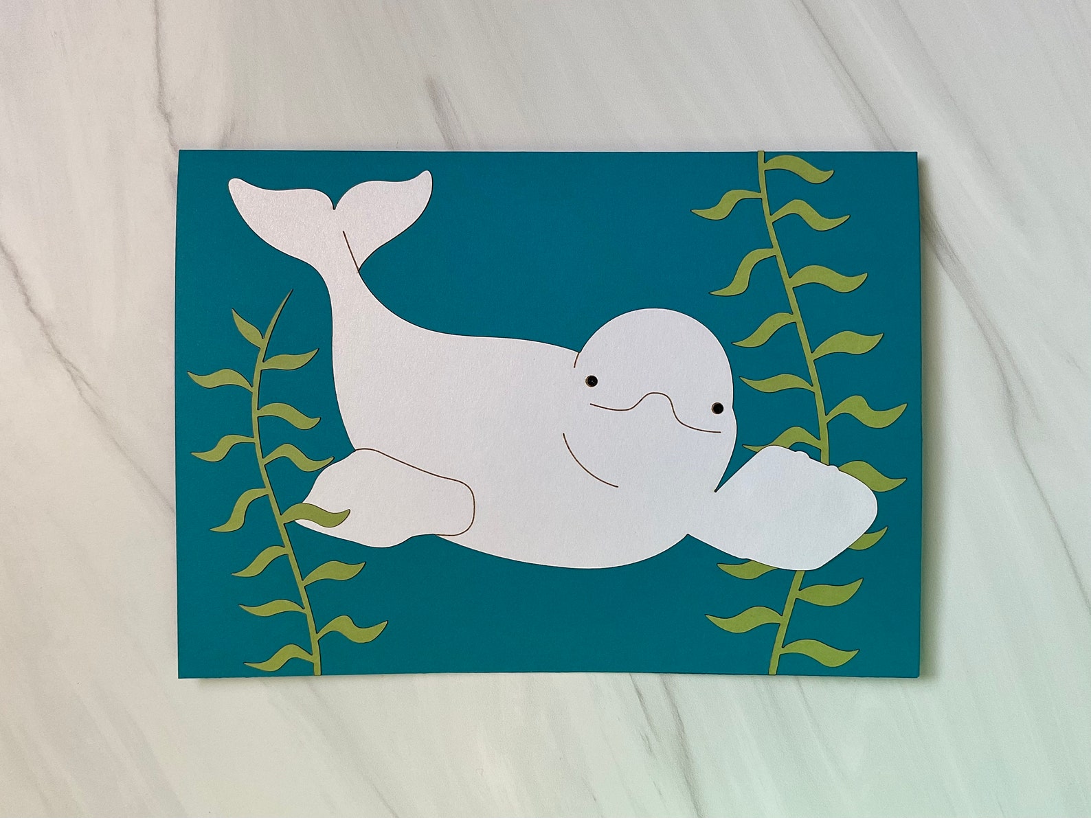 Beluga Whale Layered Paper Card - Etsy