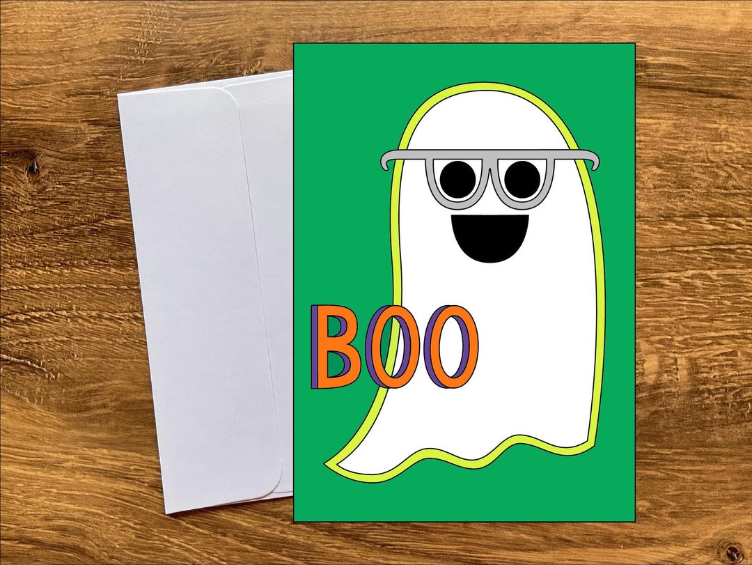 Ghost Halloween Card. Ghost Printable Digital Download Card. Halloween ...