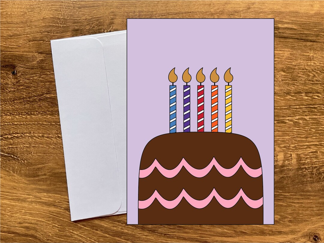 Birthday Cake Printable Digital Download Card. Digital Download Card ...