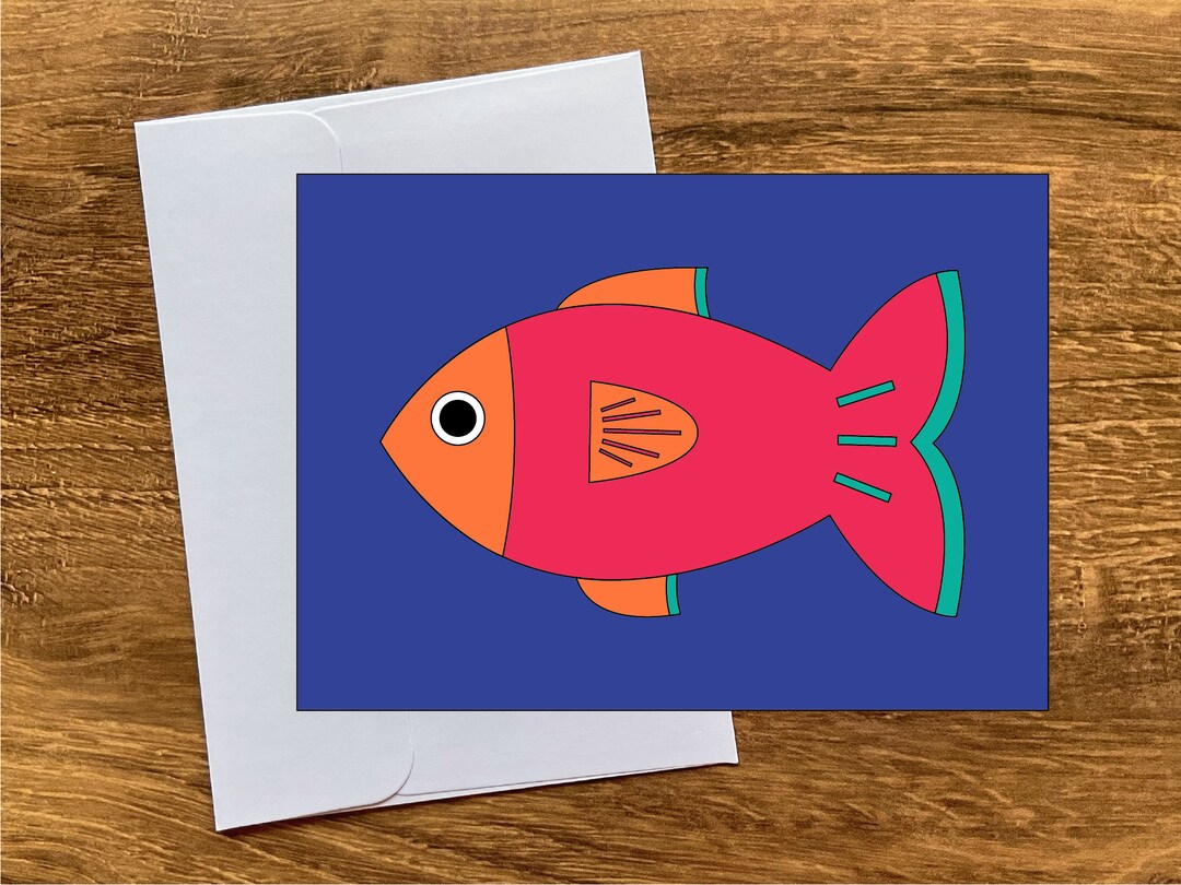Printable Digital Download Card. Fish Digital Download Card. Fish ...