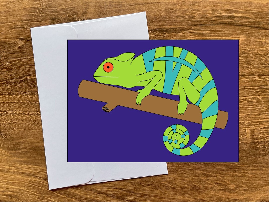 Chameleon Printable Digital Download Card. Digital Download Card ...