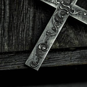 Handmade 925 Silver Baroque Cross Pendant Necklace: Gothic Jewelry - Etsy