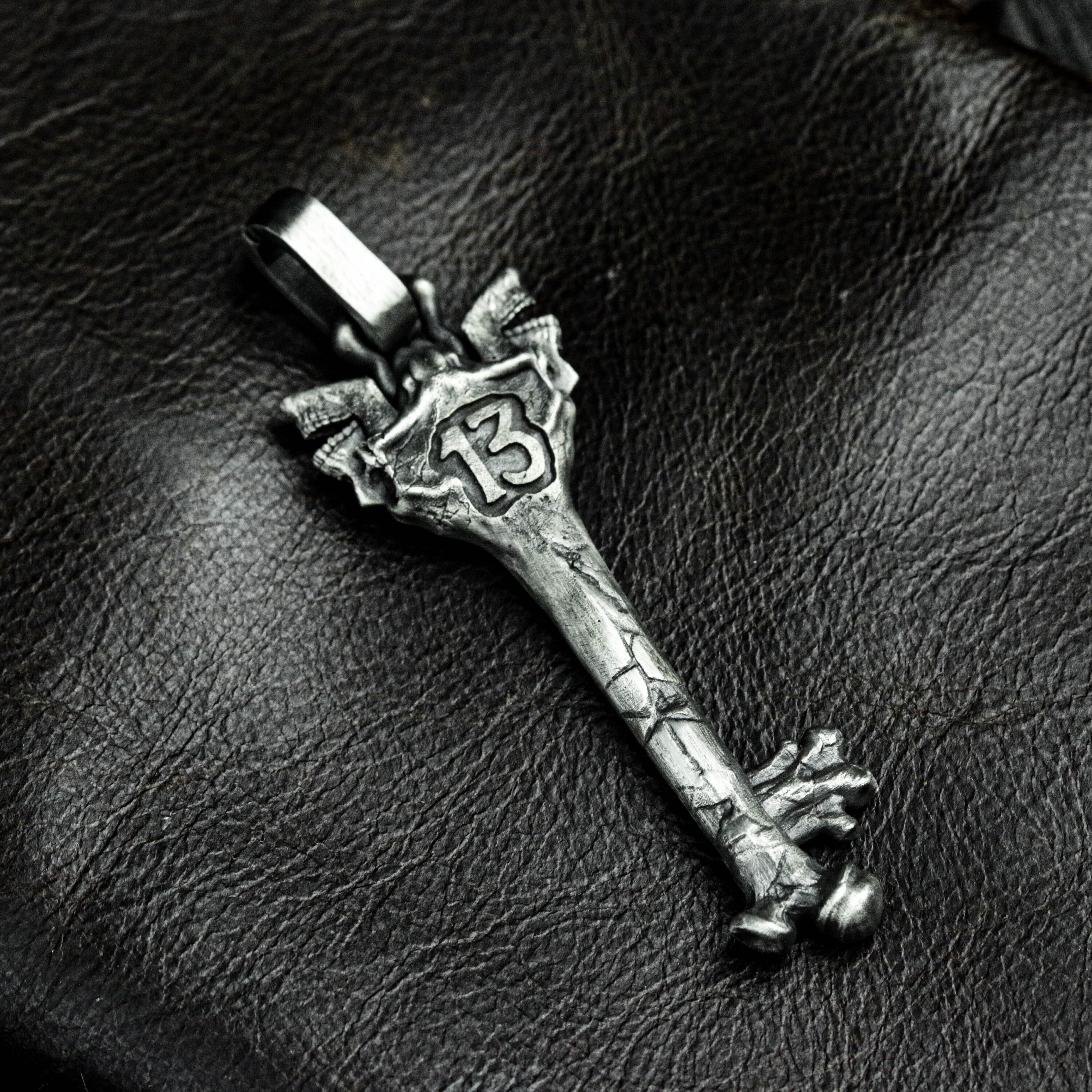 Sterling Silver Antique Hell Key Pendant Necklace, Antique Key Skull ...