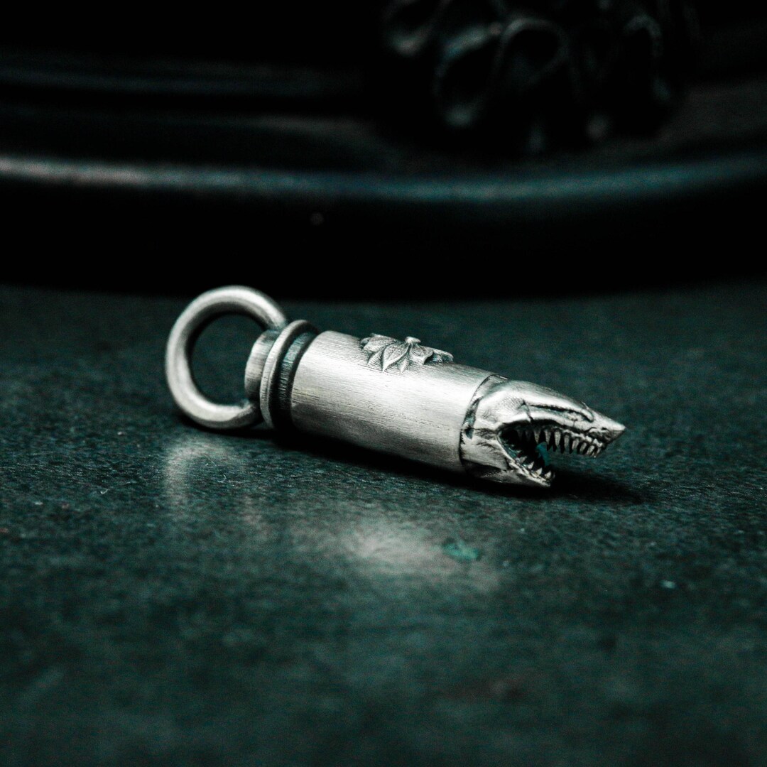 Great White Shark Urn 925 Silver Pendant Necklace - Bullet Design ...