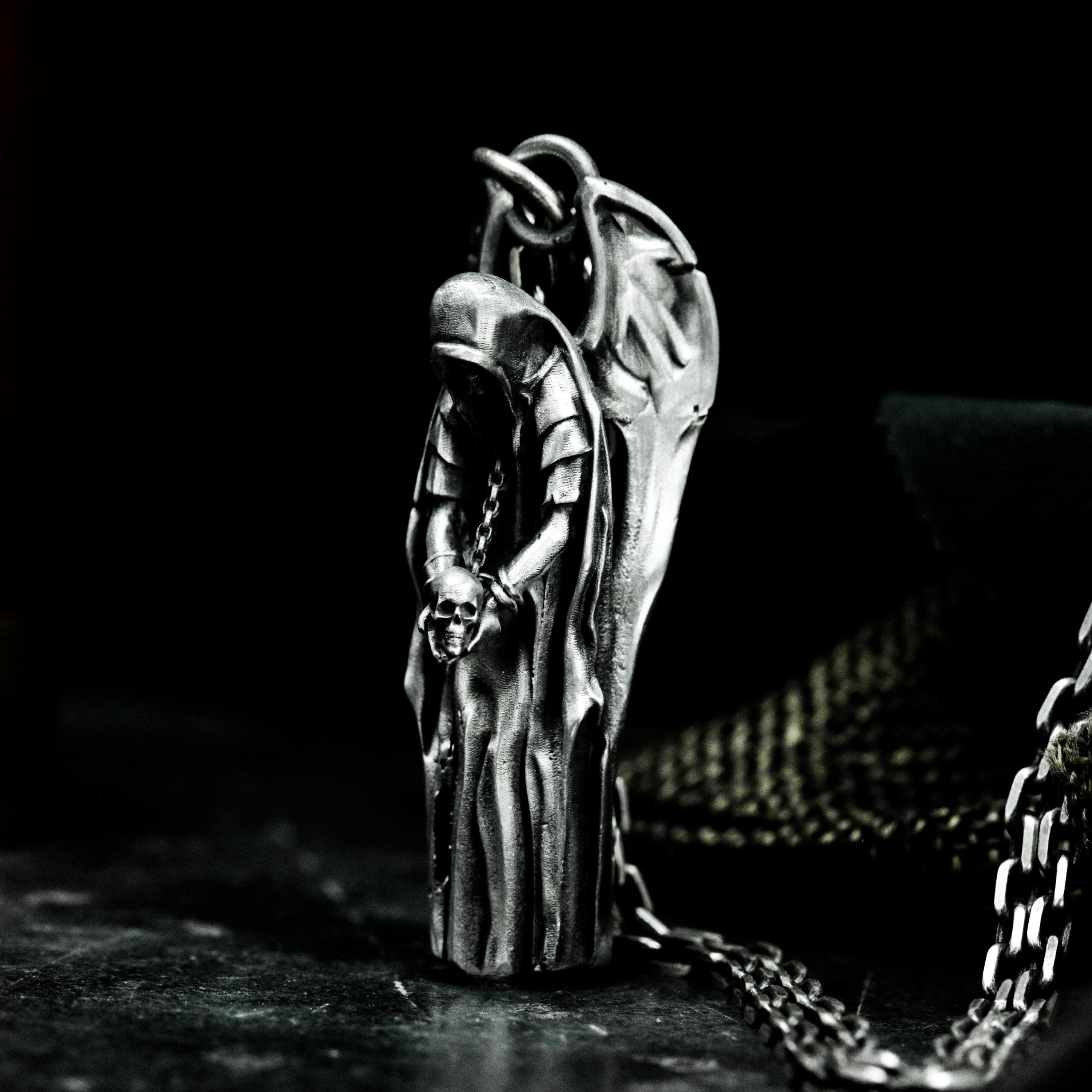 Fallen Angel 925 Silver Pendant Necklace: Handmade Devil Cloak Design ...