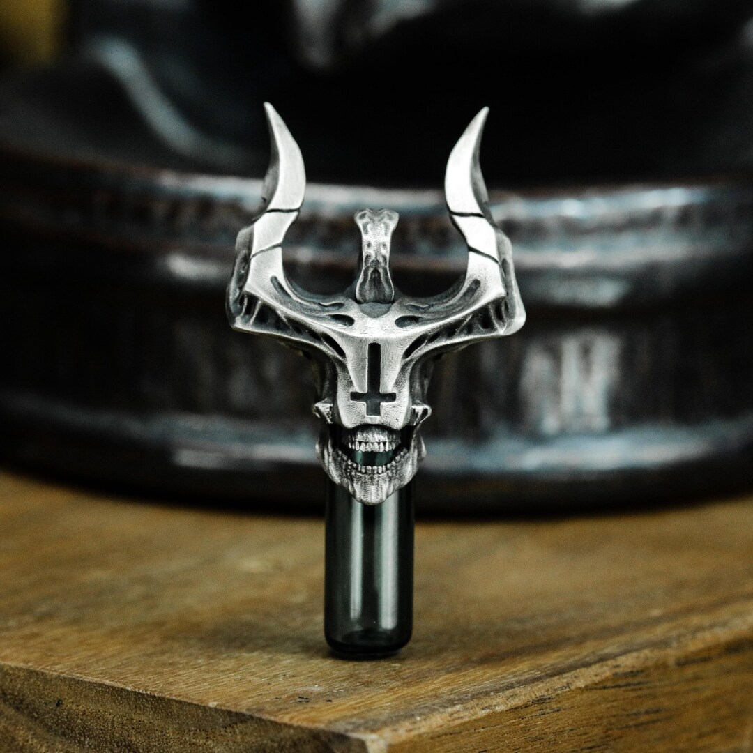 Hell Demon Glass Ceremony Urn Silver Pendant Necklace Pagan Memorial ...