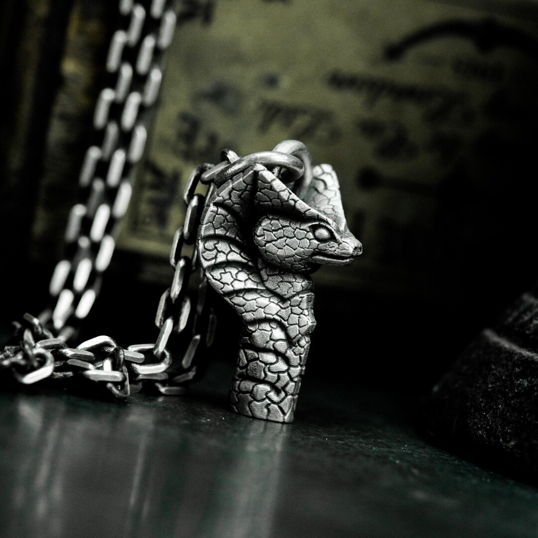 Cobra Totem Urn 925 Silver Pendant Necklace - Mythical Animal Pet ...