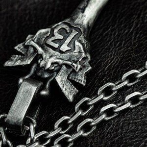 Sterling Silver Antique Hell Key Pendant Necklace, Antique Key Skull ...