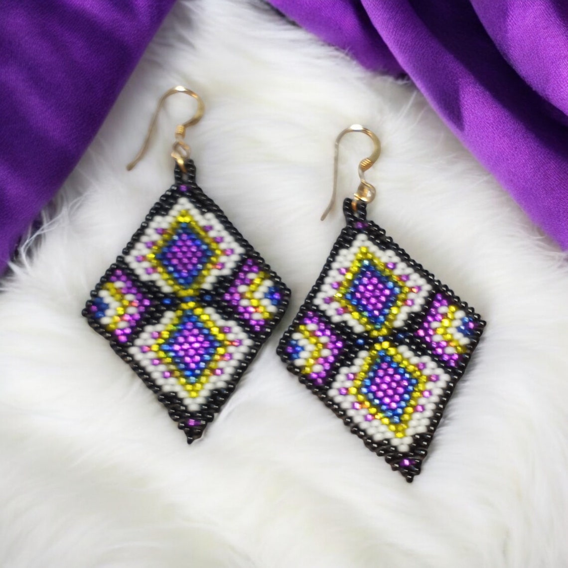 Multi-colored Sparkling Dangle Seed Bead Pierced Earrings - Etsy