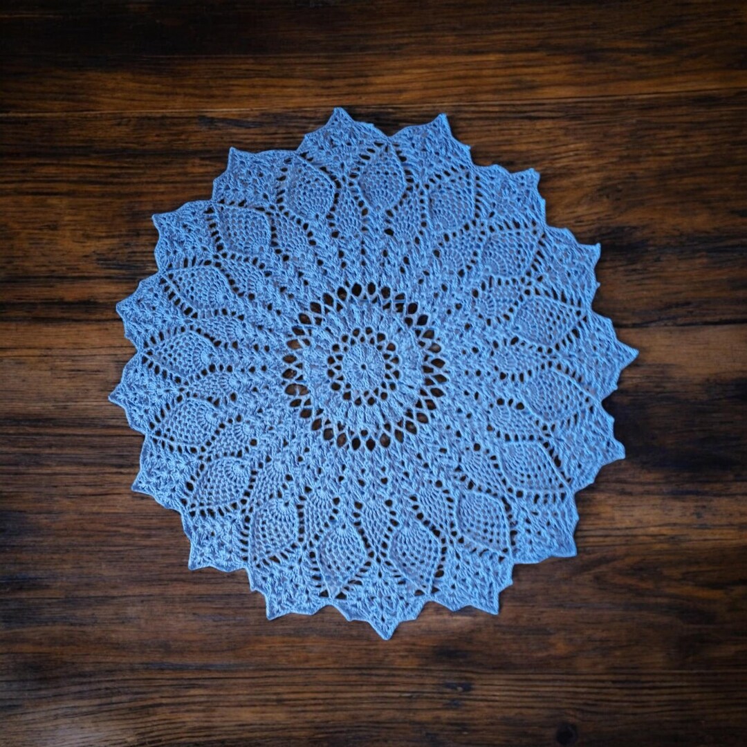 19 Inch Handmade Light Blue Crochet Doily, Doilies, Housewarming, Decor ...