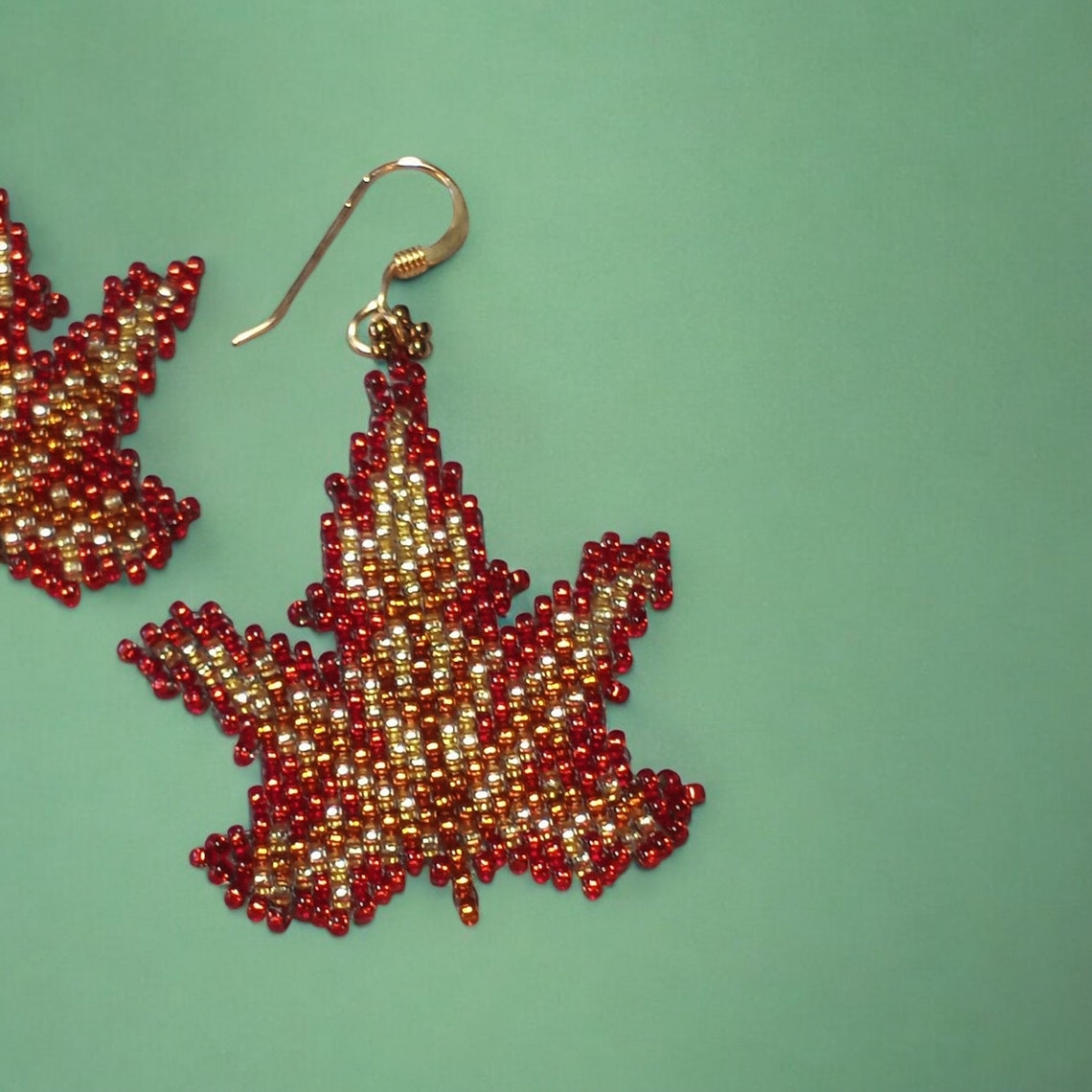 Sparkling Autumn Maple Leaf Dangle Seed Bead Pierced Earrings - - Etsy
