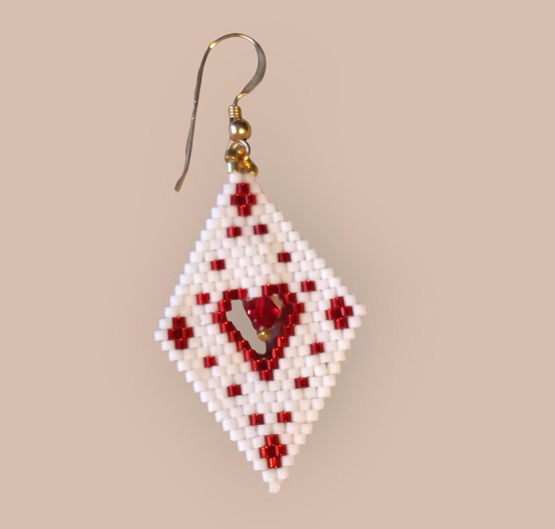 Red Cutout Hearts Seed Bead Pierced Earrings - - Etsy