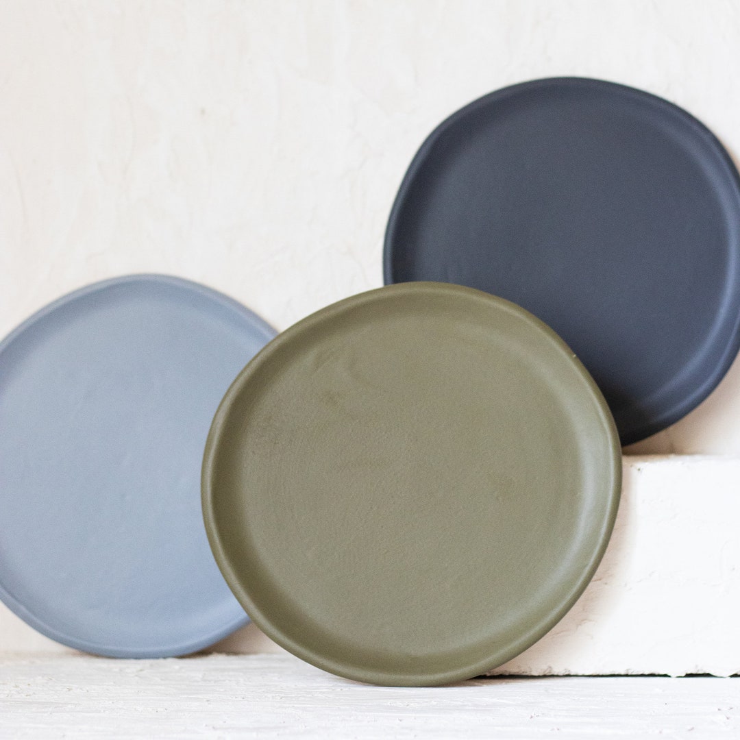 Handmade Ceramic Dinner Plate Set: Matte Glaze, Natural Ceramic Base - Etsy