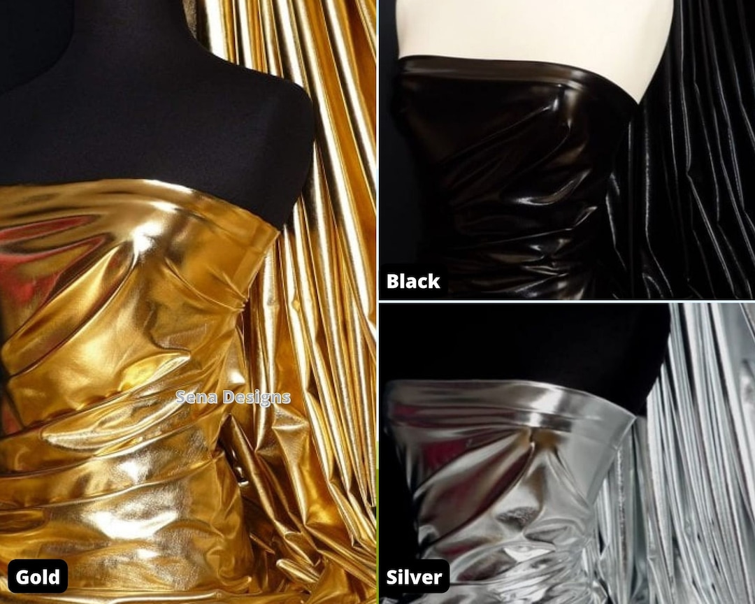 Tessuto elasticizzato effetto bagnato liquido ad alta lucentezza con ...