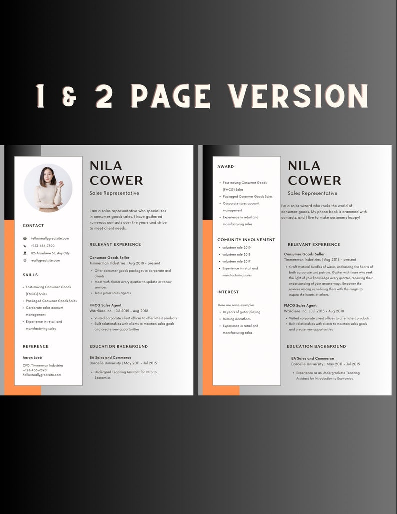 Resume Template, Professional, Resume Template, Word & Mac, Pages ...