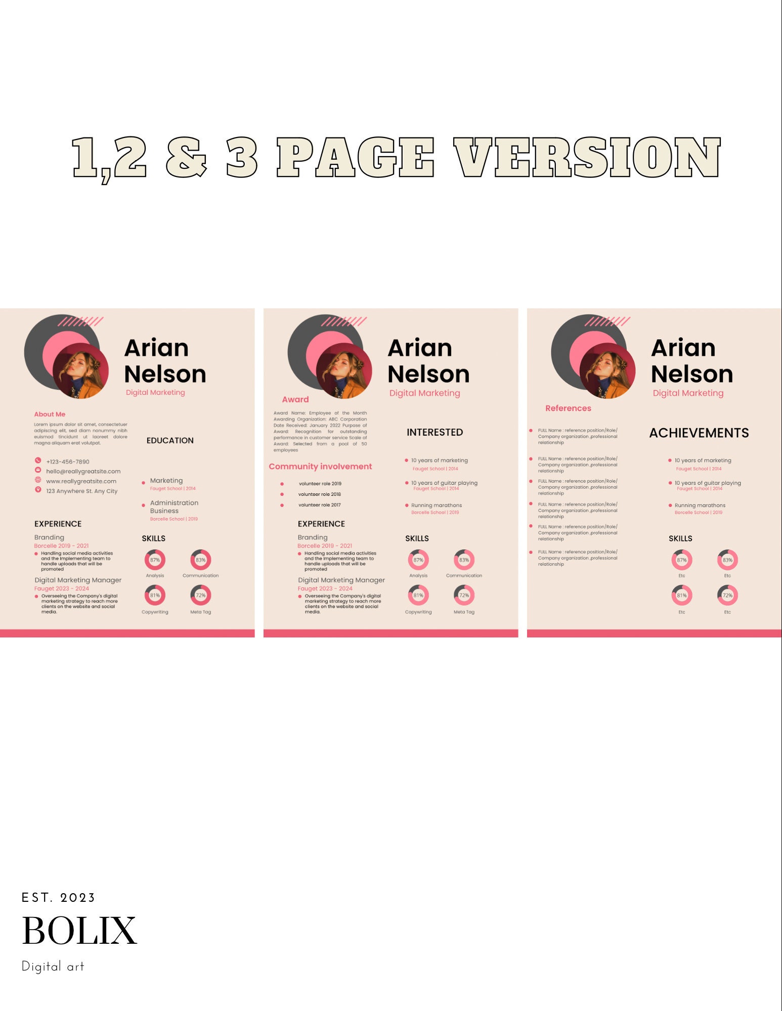 Modern Resume Template word and Apple Pages Resume 1-4 Page - Etsy