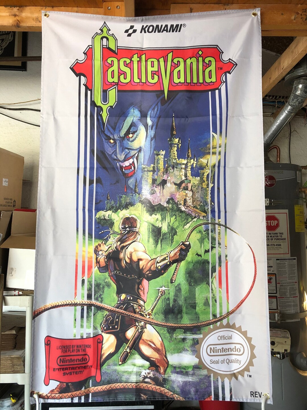 CASTLEVANIA Nintendo NES Boxart 5' Simon Belmont Dracula Flag Banner ...