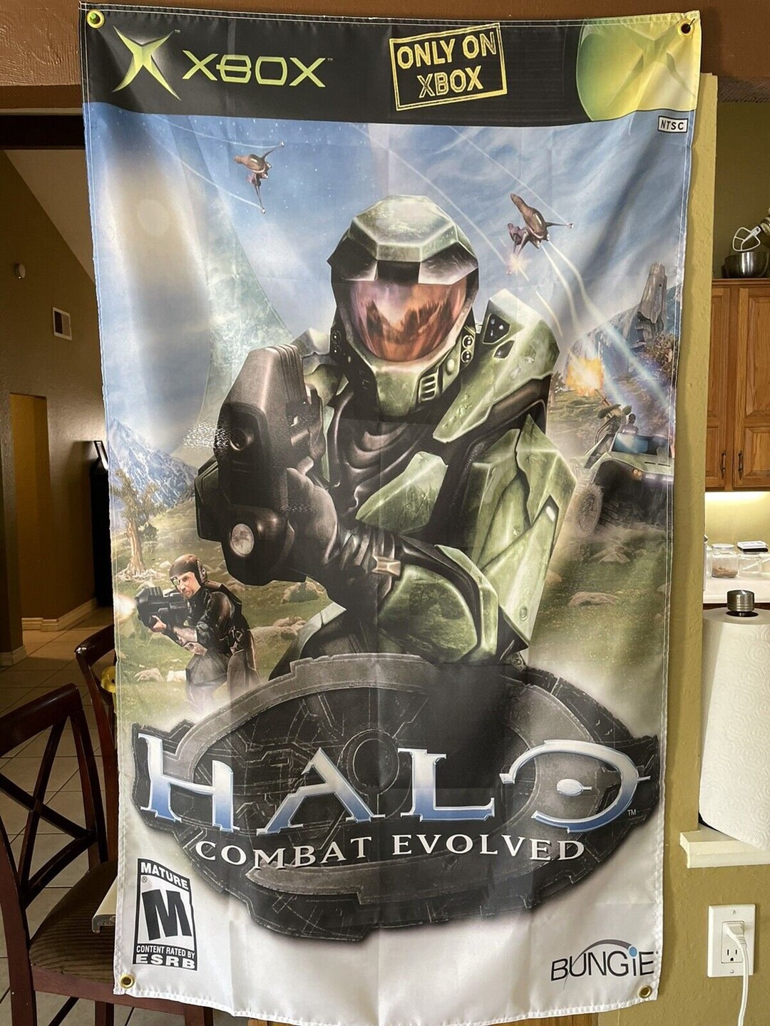 Halo Combat Evolved 5ft Flag Microsoft XBOX 2004 Poster Bungie Master ... Halo Combat Evolved 5ft Flag Microsoft XBOX 2004 Poster Bungie Master ...