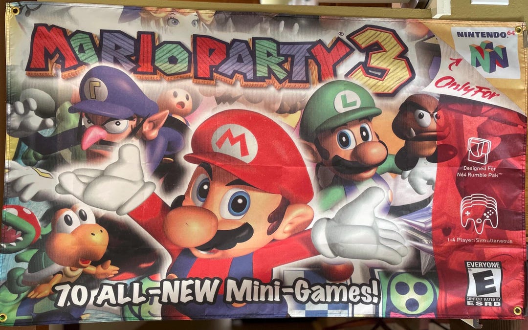 Mario Party 3 Nintendo 64 Box Art 5’ Flag Banner Poster N64 - Etsy