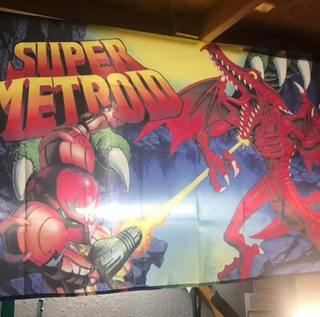 Super Metroid Nintendo SNES Box Art 5’ Samus Flag Banner Poster - Etsy ...