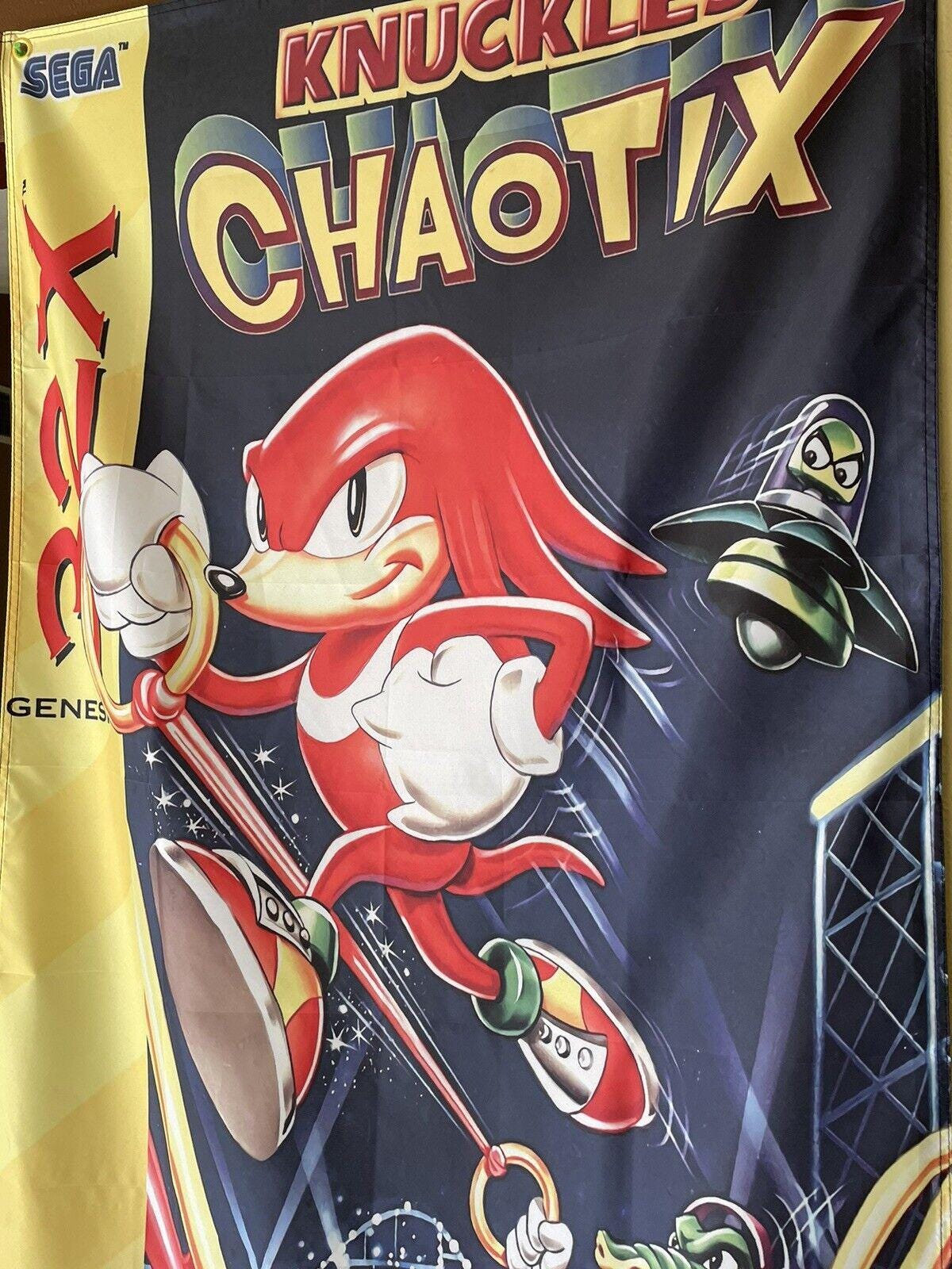 Knuckles Chaotix 5ft Flag Sega Genesis 32X 1995 Banner Poster Sonic the ...
