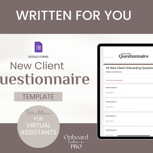 Onboarding Questionnaire Template - Etsy