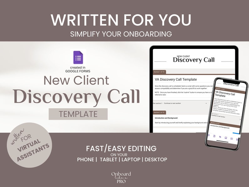 Onboarding Process Form for New Client Discovery Call Template - Etsy